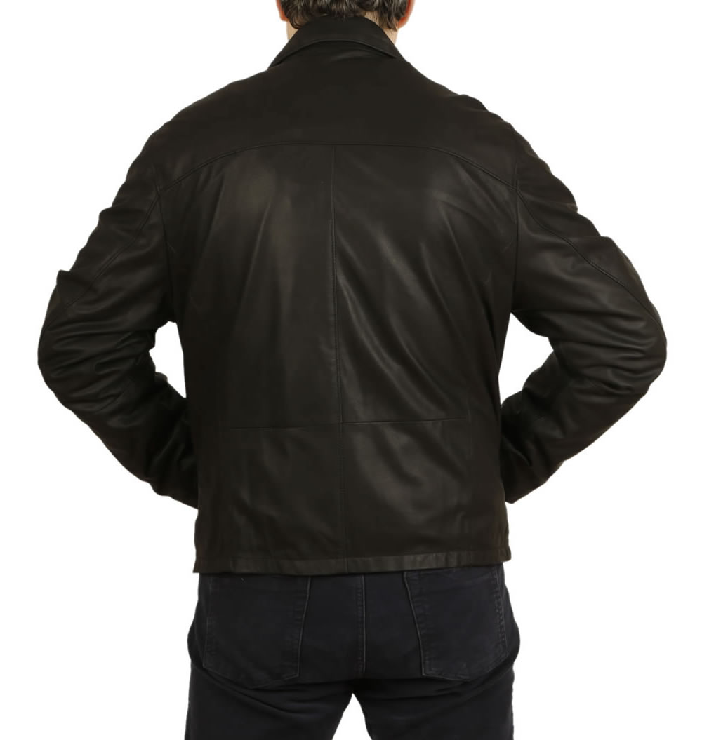 Mens Plain Style Black Buff Leather Jacket from Simons Leather Mens Plain Style Black Buff Leather Jacket from Simons Leather